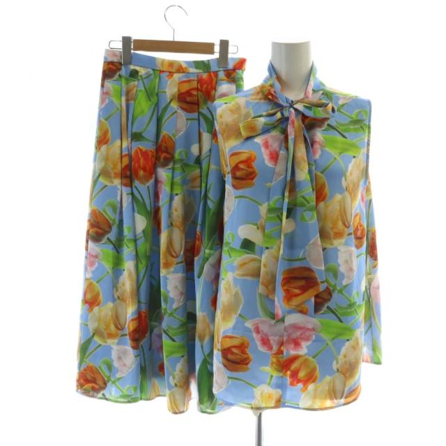 【中古】ビアッジョブルー Viaggio Blu KEITA KAWASAKI Blue tulip ボウタイブラウス スカート セットアップ 上下