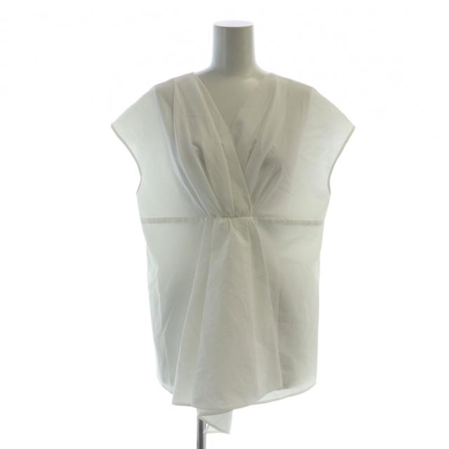 【中古】ドゥロワー Drawer 6521 299 0949 コットンバックギャザー ノースリーブブラウス Vネック 無地 36 白