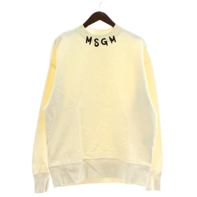 【中古】MSGM NEWブラッシュストロークロゴスウェット トレーナー 長袖 クルーネック M アイボリー 3640MM119
