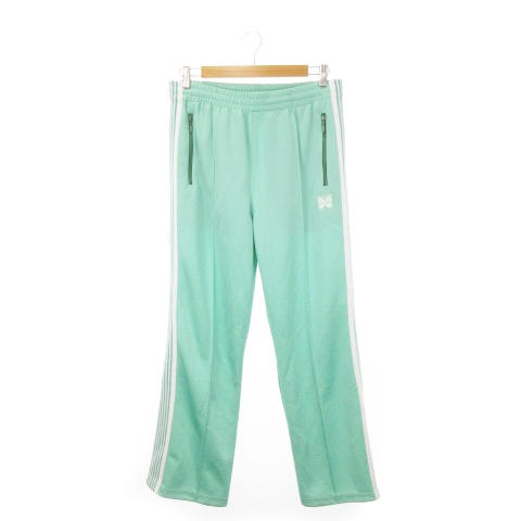 【中古】Needles 22AW NANO universe別注 Track Pant Poly Smooth サイドライントラックパンツ ロゴ刺繍 M 緑
