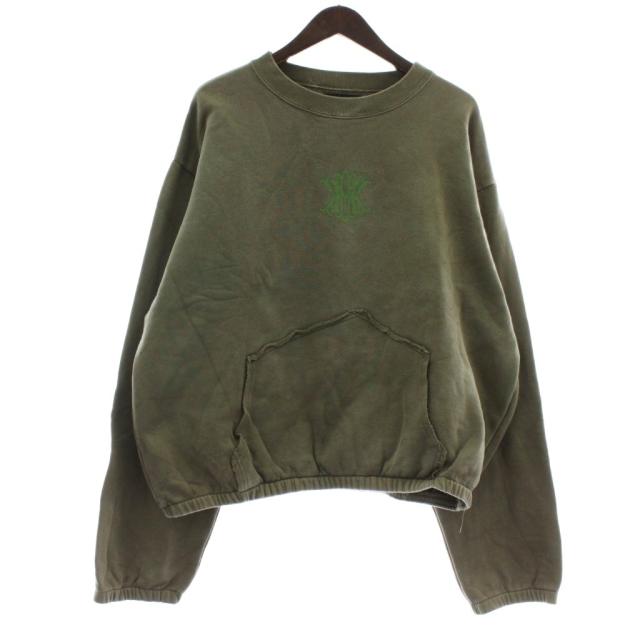 【中古】MIHARA YASUHIRO MYne 23SS KKM Printed Shirring Sweatshirt トレーナー スウェット M カーキ G10PO026