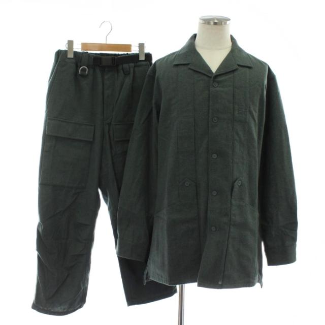 【中古】ワイスリー セットアップ フランネルシャツ フランネルカーゴパンツ ウール混 XS 2XS カーキ IP5563 IP5565