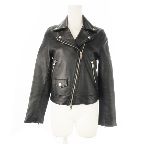 【中古】ユナイテッドトウキョウ UNITED TOKYO ラムレザーライダースジャケット ダブル 羊革 ダブルジップ 1 S 黒