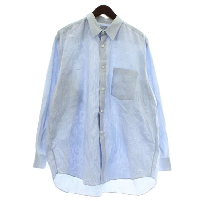 【中古】コムデギャルソンオム COMME des GARCONS HOMME ワイシャツ カジュアルシャツ 長袖 ストライプ柄 総柄 水色