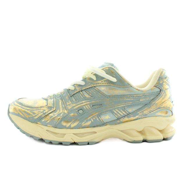【中古】asics GEL KAYANO 14 PURE GOLD COLD MOSS スニーカー レザー ローカット US9 27cm 青 ゴールド色 1203A476