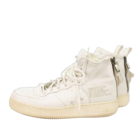 【中古】ナイキ NIKE SF Air Force 1 Mid ハイカットスニーカー レースアップ 切替 ロゴ 27cm 白 AA6655-100