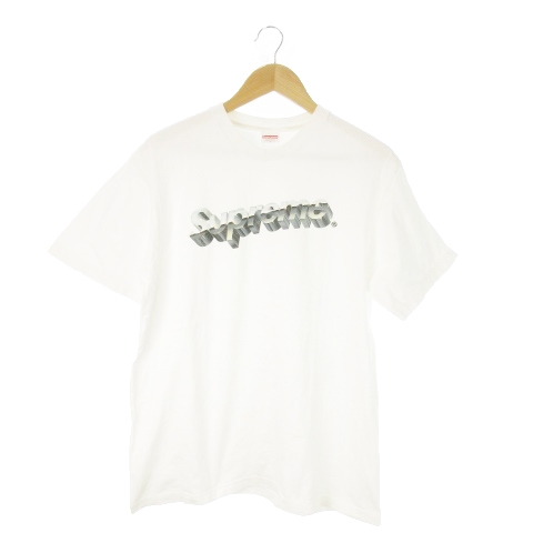 【中古】シュプリーム SUPREME 20SS Chrome Logo Tee クローム ロゴ プリント クルーネック 半袖 Tシャツ M 白