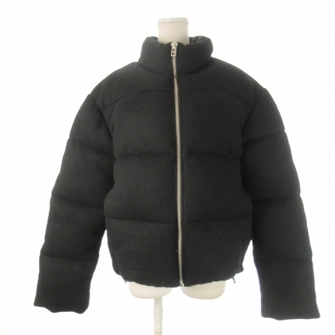 【中古】ザラ ZARA リブトリム付き ニットジャケット 中綿 スタンドカラー ジップアップ S 黒 ブラック /CK16