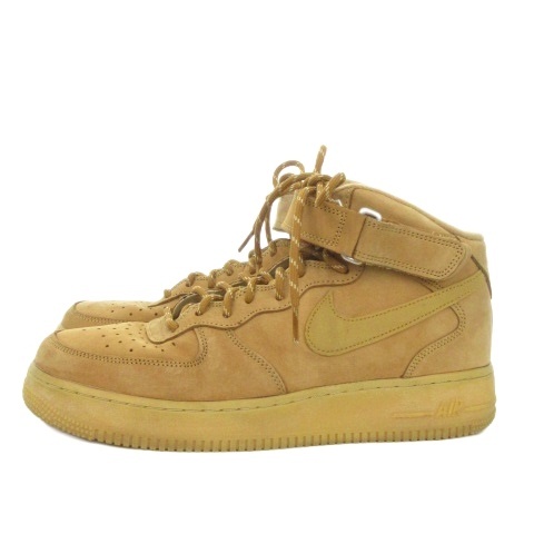 【中古】ナイキ NIKE Air Force 1 Mid Flax スニーカー ハイカット レースアップ 27.5cm 茶 ブラウン DJ9158-200