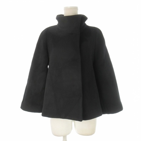 【中古】未使用品 アナイ ANAYI シャルムビーバーショートコート スタンドカラー 七分袖 比翼 小さいサイズ 34 XS