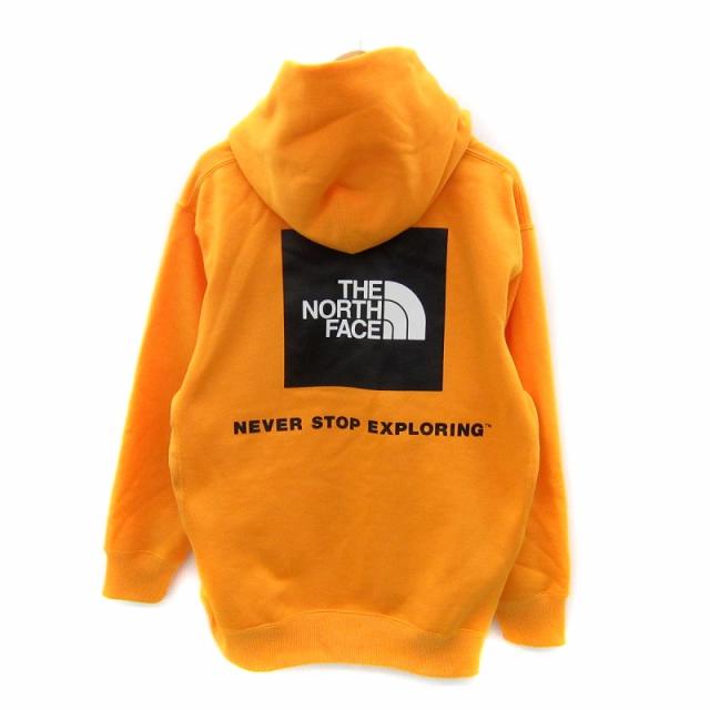 【中古】ザノースフェイス Back Square Logo Hoodie パーカー ロゴ プリント 裏起毛 S 黄 NT62040 ■GY01 メンズ