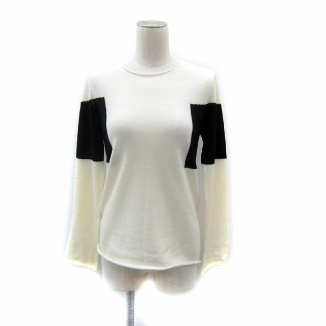 【中古】コムデギャルソン ニット カットソー 長袖 M 白 ホワイト 黒 ブラック GG-N009 AD2010 ■GY01 レディース