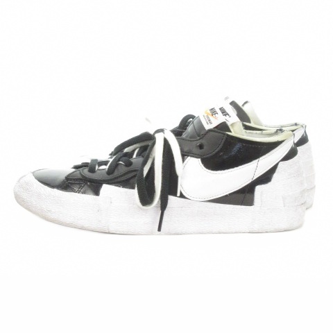 【中古】ナイキ NIKE × サカイ sacai BLAZER LOW スニーカー シューズ パテントレザー レースアップ 30cm 黒
