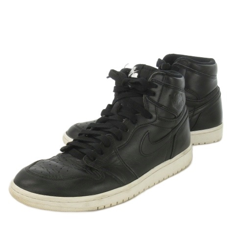 【中古】ナイキ NIKE AIR JORDAN 1 RETRO HIGH OG スニーカー レースアップ ハイカット レザー 革 ロゴ 9 27.0cm 黒