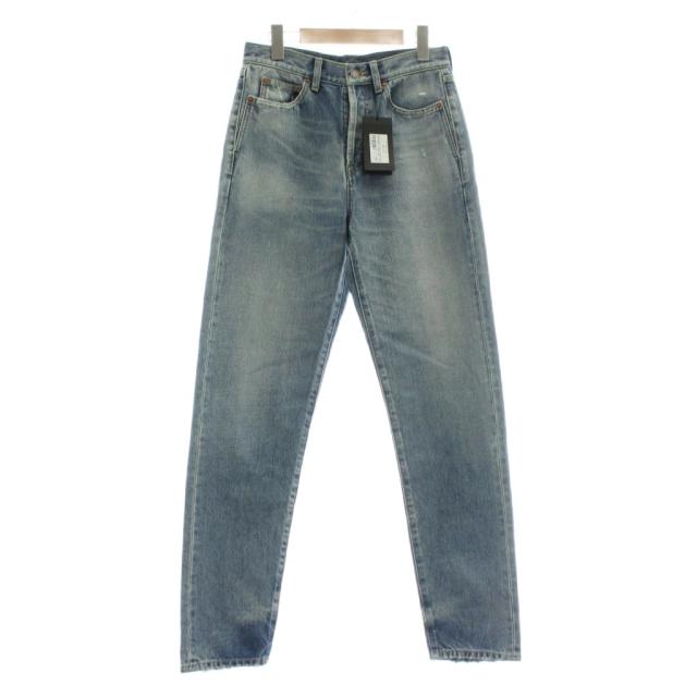 【中古】未使用品 SAINT LAURENT PARIS デニムパンツ ジーンズ ストレート ダメージ加工 27 M 青 614443 Y13KB 5272