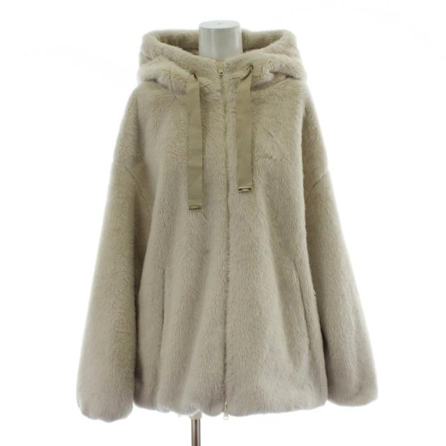 【中古】ヘルノ HERNO フーテッドブルゾン エコファージャケット パーカー 38 ベージュ ドロップショルダー