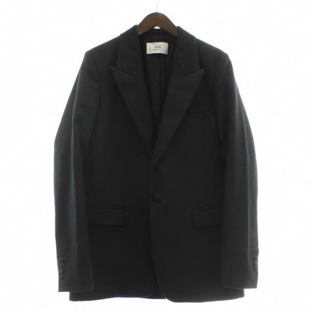 【中古】ami alexandre mattiussi テーラードジャケット 羊毛 ウール シングル 1B 総裏地 48 黒 UBV401.285