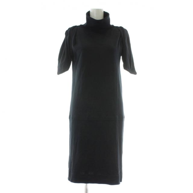 【中古】Vivienne Westwood ANGLOMANIA ワンピース 半袖 ギャザー ひざ丈 ハイネック XS 黒