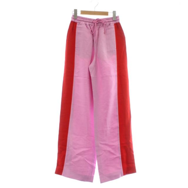 【中古】未使用品 BURBERRY LONDON ENGLAND ワイドパンツ スウェット イージー バイカラー 34 S ピンク 赤 8047350