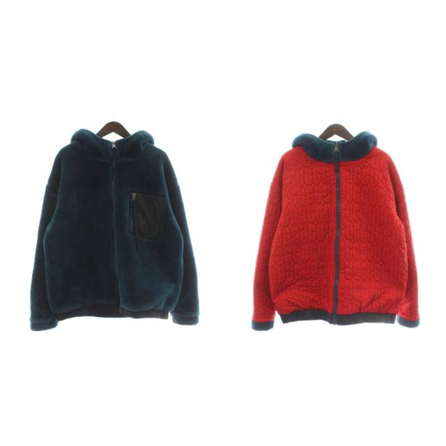 【中古】UGG Kairo Faux Fur Jacket 中綿ジャケット パーカー リバーシブル フェイクファー ナイロン M 紺 赤 1119483