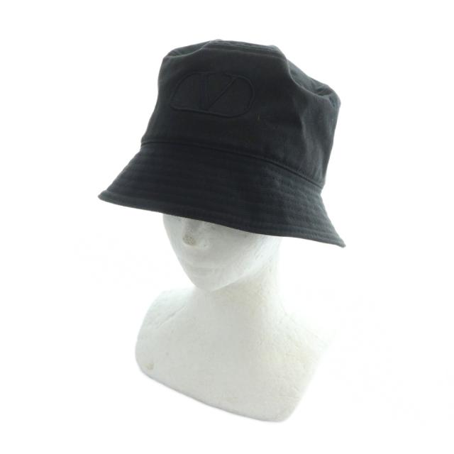 【中古】ヴァレンティノ ガラヴァーニ VALENTINO GARAVANI 1Y2HGA11HCY バケットハット 帽子 ロゴ 刺繍 黒 ブラック