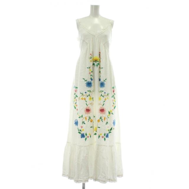 【中古】未使用品 SNIDEL 25SS フラワーエンブロイダリーマキシワンピース Vネック 花柄 刺繍 0 S 白 SWF0254076