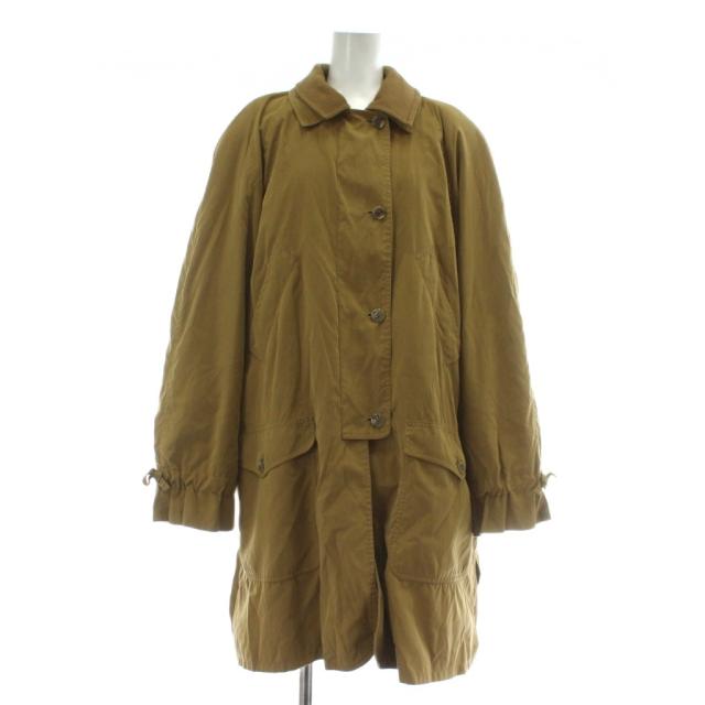 【中古】HERNO ヴィンテージ ステンカラーコート アウター ナイロン混 ライナー付き ウール カシミヤ混 肩パッド 茶色