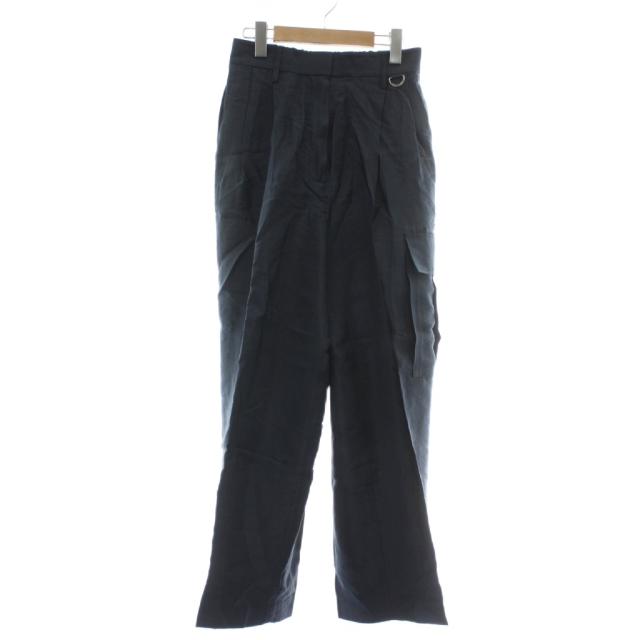 【中古】ユナイテッドアローズ コンテ 25SS サテン カーゴパンツ ミリタリーパンツ ジップフライ 36 S 紺 ネイビー