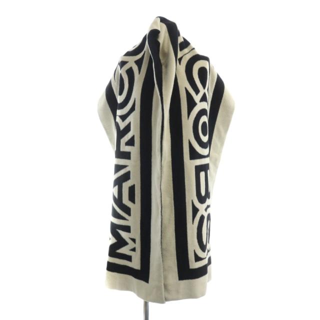 【中古】マークジェイコブス MARC JACOBS 大判ストール マフラー ロゴ 白 ホワイト 黒 ブラック ■GY19 /MQ