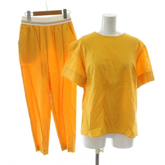【中古】シクラス CYCLAS 22SS セットアップ カットソー パンツ 36 黄色 イエロー /PP ■GY19 レディース