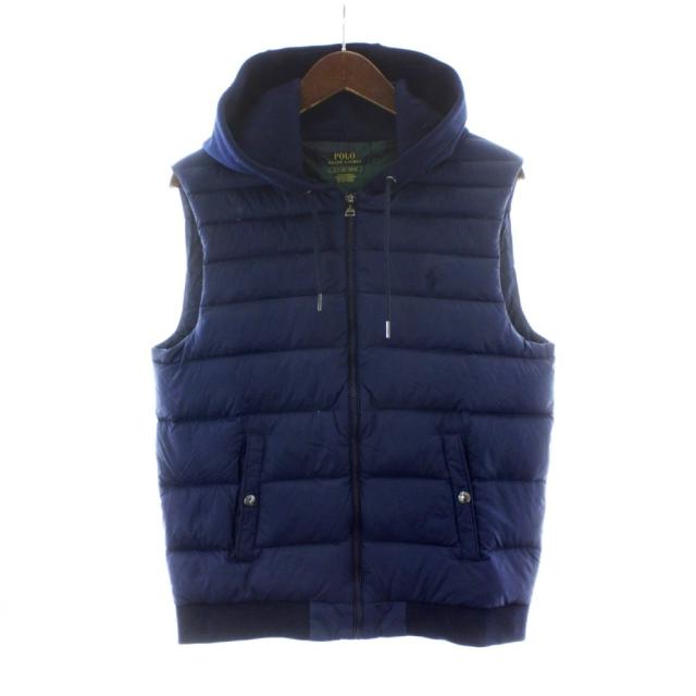 【中古】ポロ ラルフローレン POLO RALPH LAUREN フーディーダウンベスト S ネイビー 紺色 フード付き 710760726001