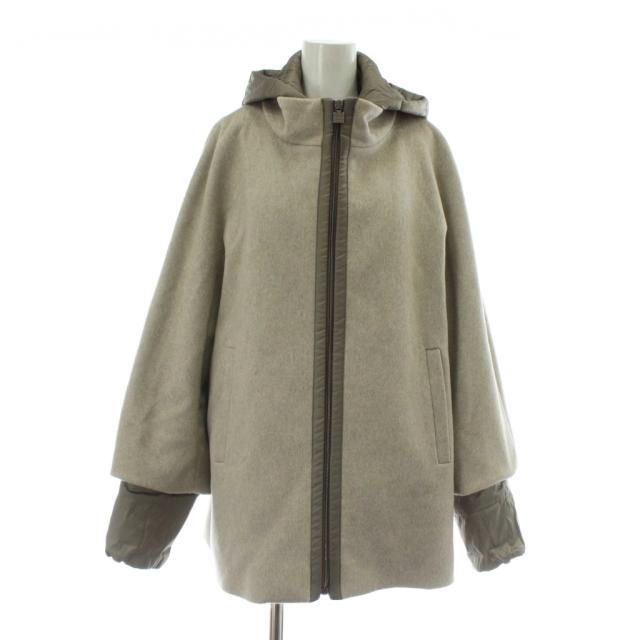 【中古】CINZIA ROCCA ロロピアーナ社製 イタリア製 ウールコート アウター ジップアップ ライナー付き 42 ベージュ