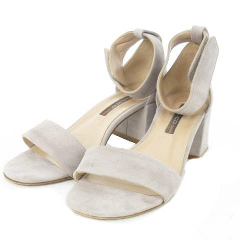 【中古】ペリーコ PELLICO SUNNY アンクルベルトサンダル スエード ミドルヒール 37 24cm グレージュ /AO2 ■GY44