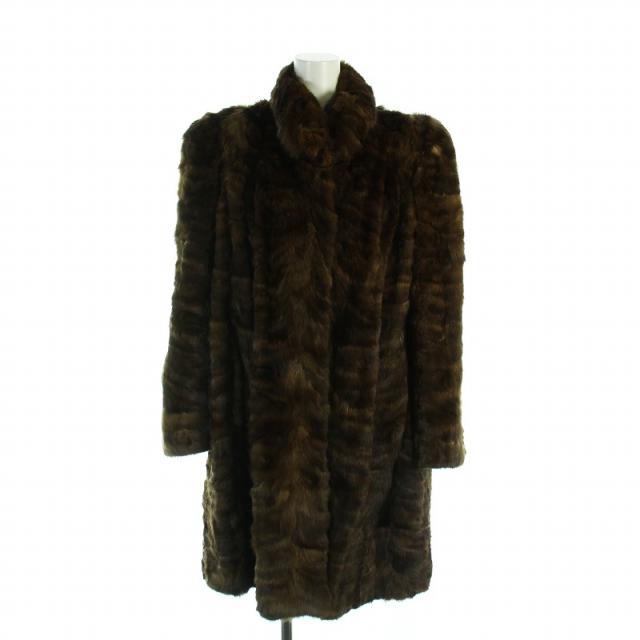 【中古】sumi yuki 毛皮コート ミンクファー ミドル 長袖 総裏地 茶 ブラウン ■GY18 /MQ レディース
