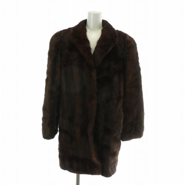 ノーブランド ファーコート アウター 毛皮 ミンク ミドル 13 XL 茶色