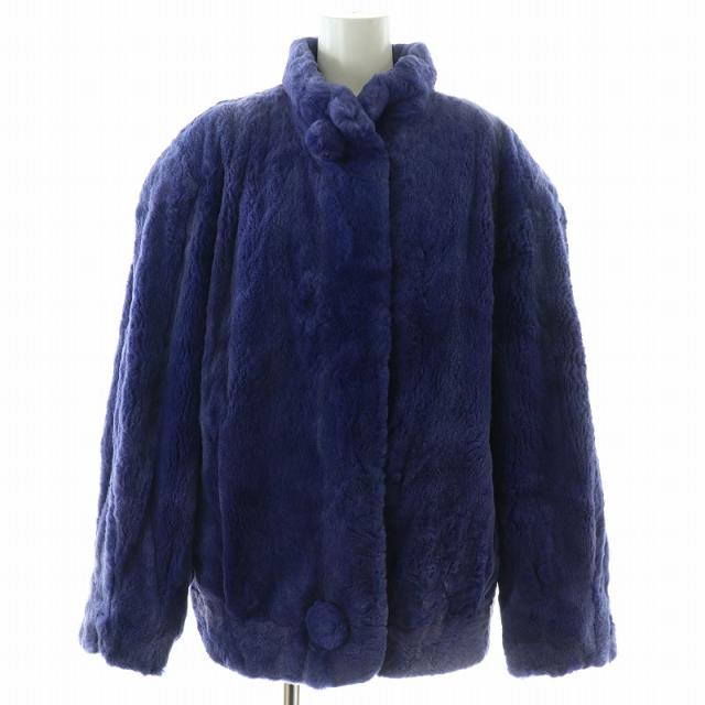 【中古】ノーブランド 毛皮コート シェアードミンクファー 染め 染色 ショート 総裏地 紫
