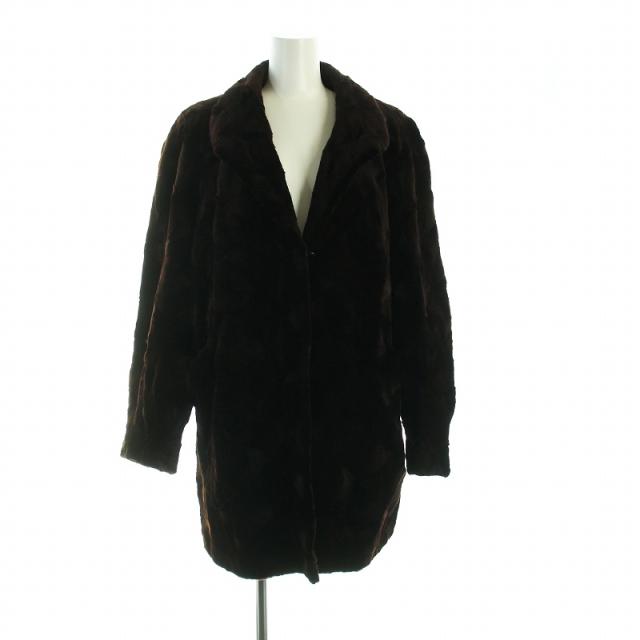 【中古】アルティマ Altim MITSUKOSHI 毛皮コート シェアードミンクファー 長袖 ミドル 総裏地 逆毛 茶