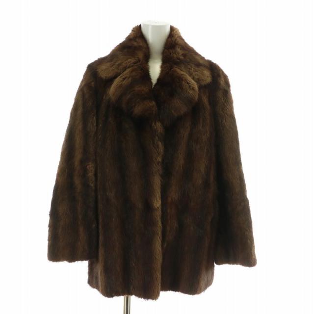 【中古】ノーブランド ファーコート アウター 毛皮 ミンク ミドル 茶色 ブラウン /XZ ■GY18 レディース