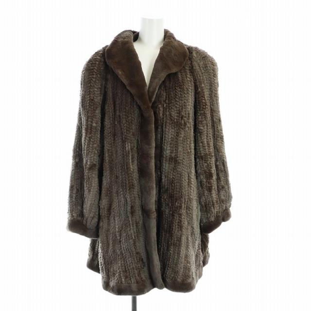 【中古】サガミンク SAGA MINK 金サガ 毛皮コート シェアードミンクファー 長袖 総裏地 ミドル ネーム刺繍入り