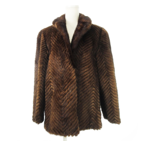 【中古】ノーブランド ファーコート ショート ミンク 毛皮 11 茶 ブラウン /CK15 ■GY18 レディース