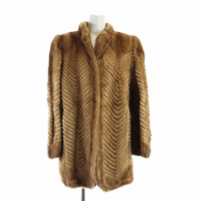 【中古】ロティニー ROTNY 毛皮コート ミンクファー ミドル 長袖 総裏地 11 L 茶 ブラウン ■GY18 /MQ レディース