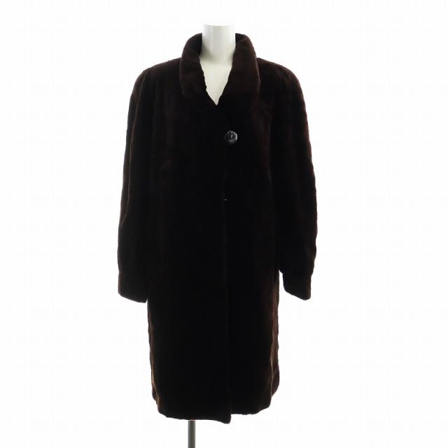 【中古】THE INTERNATIONAL COLLECTION 毛皮コート シェアードミンクファー 長袖 総裏地 ロング 逆毛 F 茶