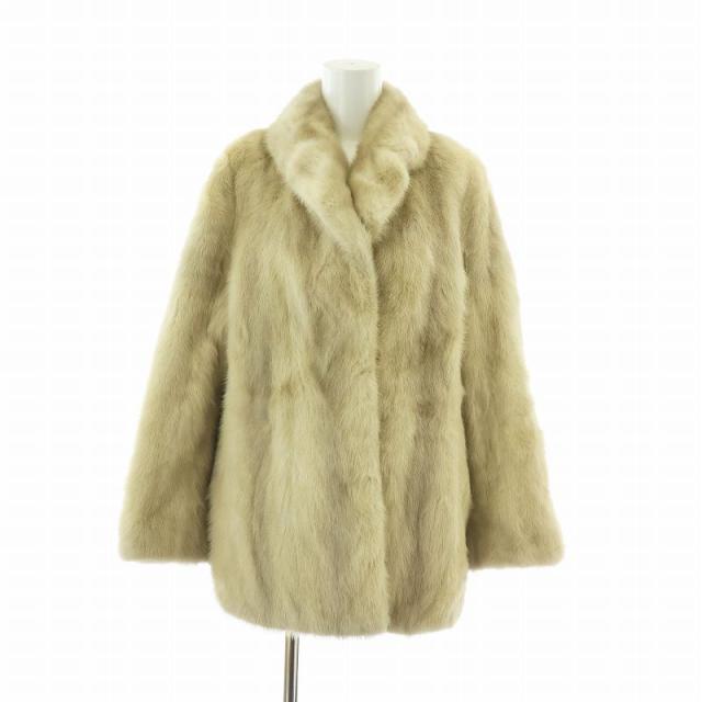 【中古】パロディ palody ファーコート アウター 毛皮 サファイアミンク ミドル 白 ホワイト グレー