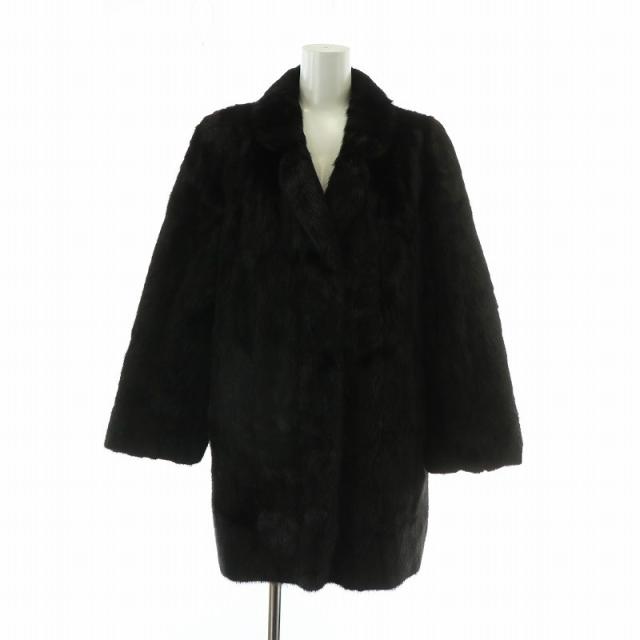 【中古】サガミンク SAGA MINK 銀サガ ROTINY ファーコート アウター 毛皮 ダークミンク ミドル 肩パッド 13 XL 茶色