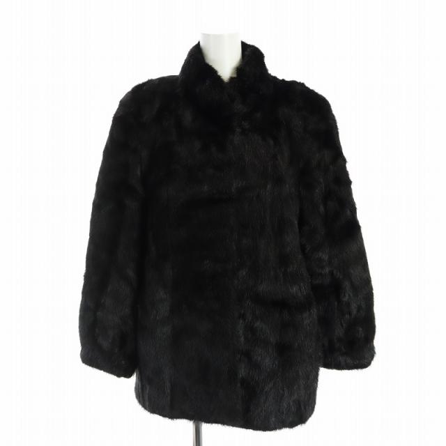 【中古】ノーブランド品 毛皮コート ミンクファー ミドル 総裏地 長袖 11 L 茶 ブラウン ■GY11 /MQ レディース