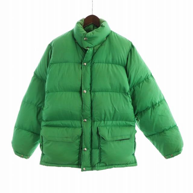 【中古】ノースフェイス THE NORTH FACE 茶タグ ヴィンテージ 70年代 70s ダウンジャケット ジップアップ S 緑 メンズ