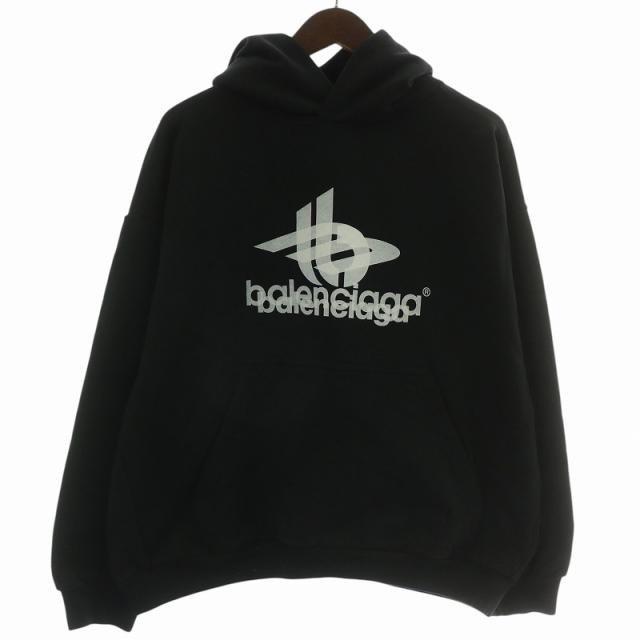【中古】未使用品 バレンシアガ 23AW タグ付き パーカー スウェット フーディー プルオーバー XS 黒 767877 TPVF3