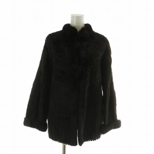 【中古】ノーブランド ファーコート アウター 毛皮 ミンク ショート 茶色 ブラウン /XZ ■GY18 レディース