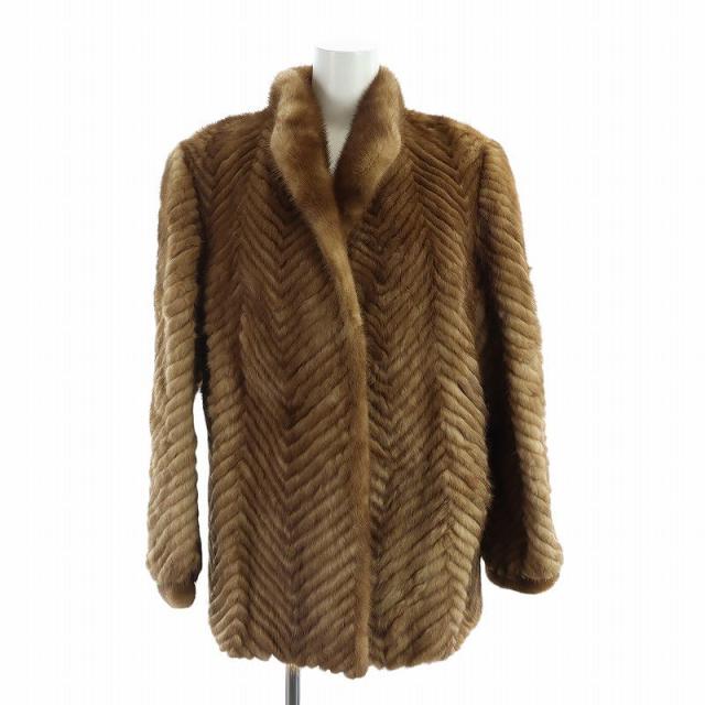 【中古】Fiancesse 毛皮コート ミンクファー 長袖 総裏地 ミドル 11 L 茶 ブラウン ■GY18 /MQ レディース