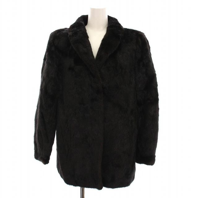 【中古】サガミンク シャルムブラン 銀サガ 毛皮コート ミンクファー ハーフ アウター 11 ダークブラウン 黒
